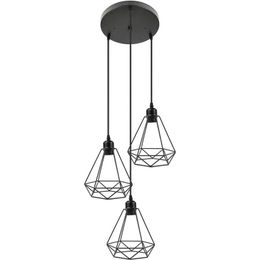Skecten - Hängeleuchte Deckenlampe schwarz E27-für Esstisch Esszimmerlampe Wohnzimmer -[3er-Set]-Tippe 1