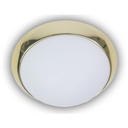 Niermann LED-Deckenleuchte rund, Opalglas matt, Dekorring Messing poliert, ø 50cm