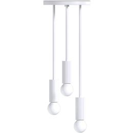 PRIVATEFLOOR - Design-Deckenlampe - Hängeleuchte - 3 Arme - Troy Weiß - Metall - Weiß