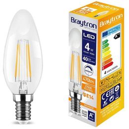 Braytron E14 Filament C35 | led | Leuchtmittel | Lampe | Birne | Leuchte | Beleuchtung | Form: Kerze | 4W | 400 Lumen | Dimmbar | warmweiß | 10 Stück