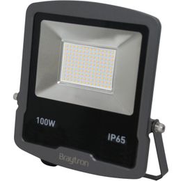 Braytron 100W IP65 led Fluter Strahler Slim Flutlicht Warmweiß 3000K Wasserdicht Scheinwerfer Außenstrahler Spotlight Außenbereich Garten Lampe