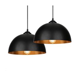 VINGO Pendelleuchte 2er Set - LED/Ø30cm/E27, Eisen, Schwarz-Gold - Deckenleuchte, Hängeleuchte, Hängelampe, Industrial/Vintage Design für Esszimmer