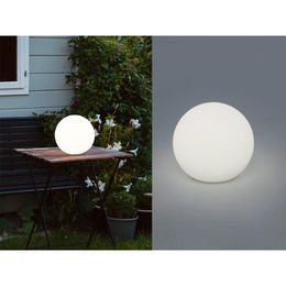 meineWunschleuchte 2er SET Outdoor LED Kugel Tischleuchte mit Akku per USB aufladbar, Weiß Ø 25cm