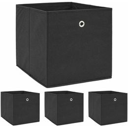 DuneDesign - 4er Set Aufbewahrungsbox für Kallax Regal 33x38x33 mit Öse Faltbox Schwarz - schwarz