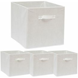 DuneDesign - 4er Set Aufbewahrungsbox für Kallax Regal 33x38x33 Stoff mit Griff Faltbox Weiß - weiss