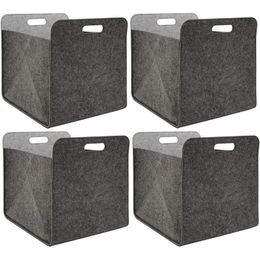 DuneDesign 4 Felt Storage Boxes 33x33x38cm Kallax Felt Basket Set Ikea Shelf Insert Cubes Grey - grau