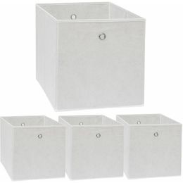 DuneDesign - 4er Set Aufbewahrungsbox für Kallax Regal 33x38x33 Stoff Box mit Öse Weiß - weiss