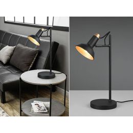 meineWunschleuchte - led Tischlampe Metall in Schwarz / Gold schwenkbar - Höhe 43cm