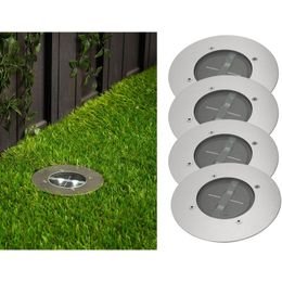 ranex Solar led Bodeneinbaustrahler 4er set für Außen, Edelstahl rund Ø14cm IP67