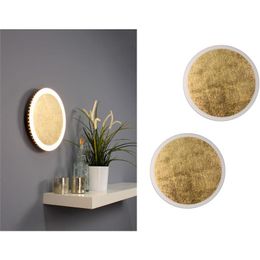Luce Design Led Wandlampen 2er set für Wand & Decke Spiegel Design Blattgold Ø30cm