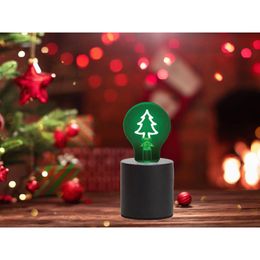 meineWunschleuchte - Tischlampe Beton Schwarz ø 9cm mit Deko led Glühbirne Tannenbaum