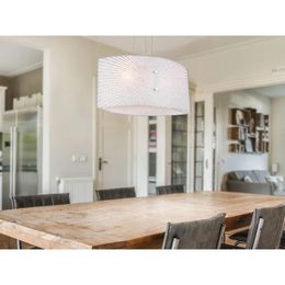 meineWunschleuchte - Große led Pendelleuchte mit Glas Lampenschirm weiß, oval, Breite 40cm