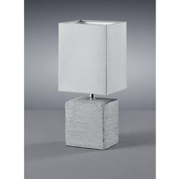 meineWunschleuchte Led Tischleuchte mit Keramik & Stoff Lampenschirm Grau, Höhe 29cm