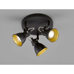 Fhl Easy - led Deckenstrahler bobby 3 flammig rund - Deckenspot Industrial Schwarz Gold