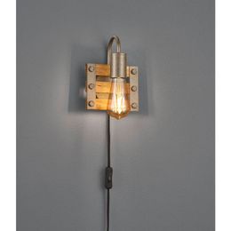 meineWunschleuchte Einflammige Holzbrett led Wandlampe mit ausgefallenem Vintage Industriedesign