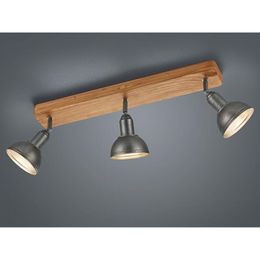 meineWunschleuchte - led Holzbalken Deckenstrahler 3 schwenkbare Metall Spots, b: 58cm