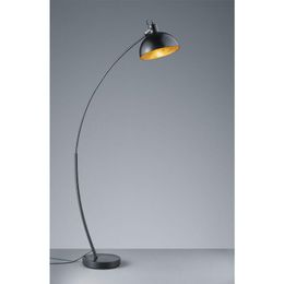 meineWunschleuchte Moderne led Bogenleuchte in Schwarz Schirm innen Gold, 155cm hoch 75cm Ausladung