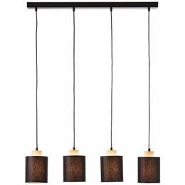 Lampe, Vonnie Pendelleuchte 4flg schwarz/holzfarbend, Metall/Holz/Textil, 4x A60, E27, 25W,Normallampen (nicht enthalten) - schwarz - Brilliant