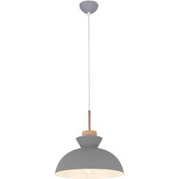 PRIVATEFLOOR - Deckenlampe - Pendelleuchte im skandinavischen Design - Sigfrid Grau - Metall, Holz - Grau