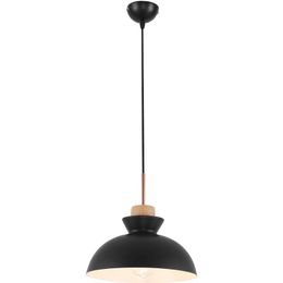 PRIVATEFLOOR Deckenlampe - Pendelleuchte im skandinavischen Design - Sigfrid Schwarz - Metall, Holz - Schwarz