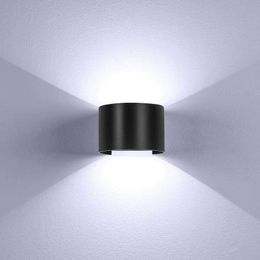 Wottes - 6W LED-Wandleuchte Verstellbar Wasserdicht für den Außenbereich Wandleuchte Flur Treppe Veranda Kalt Schwarz