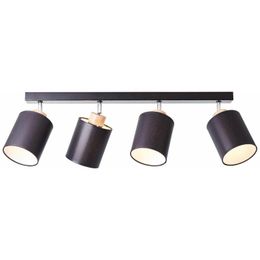 Lampe, Vonnie Spotbalken 4flg schwarz/holzfarbend, Metall/Holz/Textil, 4x A60, E27, 25W,Normallampen (nicht enthalten) - schwarz - Brilliant