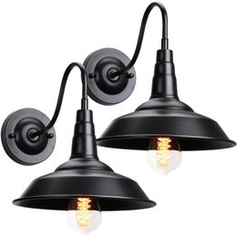 2Pcs Retro Industrie Wandleuchte E27 Metall Schlafzimmer Innen Kreative Schmiedeeisen Topfdeckel Wandlampe Schwarz