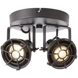 Brilliant - Lampe Jesper led Spotrondell 2flg schwarz korund 2x LED-PAR51, GU10, 5W LED-Reflektorlampen inklusive, (380lm, 3000K) Köpfe schwenkbar