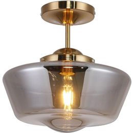 PRIVATEFLOOR - Deckenlampe - Vintage-Stil Pendelleuchte - Suki Grau transparent - Glas, Metall - Grau transparent