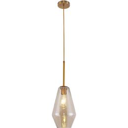 PRIVATEFLOOR - Kronleuchter-Deckenlampe - Hängelampe im vintage Design - Alua Beige - Glas, Metall - Beige