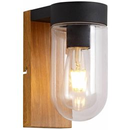 Brilliant - Lampe Cabar Außenwandleuchte holz dunkel/schwarz 1x A60, E27, 40W, geeignet für Normallampen (nicht enthalten) IP-Schutzart: 44