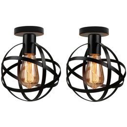 2Pcs Modern Deckenlampe Innen Beleuchtung Schlafzimmer Wohnzimmer E27 Eisenkunst Deckenleuchte Schwarz