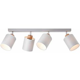 Lampe, Vonnie Spotbalken 4flg grau/holz, Metall/Holz/Textil, 4x A60, E27, 25W,Normallampen (nicht enthalten) - grau - Brilliant