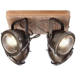 Brilliant Lampe Carmen Wood Spotplatte 4flg burned steel/holz 4x PAR51, GU10, 5W, geeignet für Reflektorlampen (nicht enthalten) Köpfe schwenkbar - braun