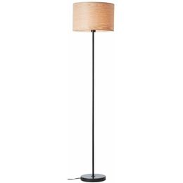 Lampe, Romm Standleuchte 1flg holz hell/schwarz, 1x A60, E27, 52W, Mit Fußschalter - schwarz - Brilliant