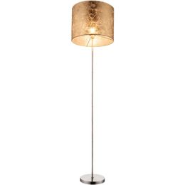 Globo Led Stehlampe mit Stoff Lampenschirm goldfarbig, Höhe 160cm