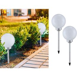 meineWunschleuchte - led Solarkugeln Garten - 2er set, Leuchtkugel ø 25cm mit Erdspieß