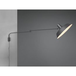 meineWunschleuchte Schwenkbare led Wandlampe mit Metallschirm Schwarz, Schnurschalter & Stecker