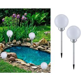 Globo Led Solarkugeln Garten - 2er set, Leuchtkugel ø 20cm mit Erdspieß