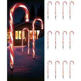 Mojawo - 12'er Set LED-Gartenleuchtsäbe Zuckerstangen 230V-MLK077W-3