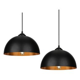 Pendelleuchte 2er Set - LED/Ø30cm/E27, Eisen, Schwarz-Gold - Deckenleuchte, Hängeleuchte, Hängelampe, Industrial/Vintage Design für Esszimmer - Swanew