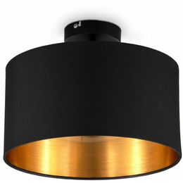 B.K.LICHT - Deckenleuchte schwarz gold Stoffschirm E27 30cm Schlafzimmer-Lampe Wohnzimmer - 10