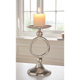 Dekoleidenschaft - Kerzenhalter Silberglanz aus Alumiunium, silber, Antik Look, Kerzenständer