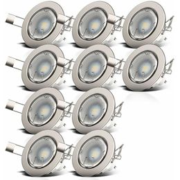 B.K.LICHT - 6x/10x led Einbaustrahler schwenkbar Nickel matt Decken-Spot Einbau-Leuchte GU10: 10 Stück - 50