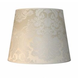 Licht-Erlebnisse Großer Lampenschirm für Stehlampen E27 Stoff in Ecru Weiß Muster - Ecru