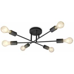 B.K.LICHT Vintage-Leuchte Deckenlampe Retro Industrial 6-flammig E27 schwarz rustikal - 10