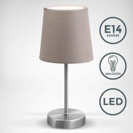 B.K.LICHT LED Tischleuchte Stoff Dekolampe Nachttisch-Leuchte Wohnzimmerlampen E14 taupe - 40