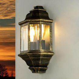 Licht-Erlebnisse - Rustikale Wandlampe Außen in Gold Antik Haus Hof Garten - Gold Antik