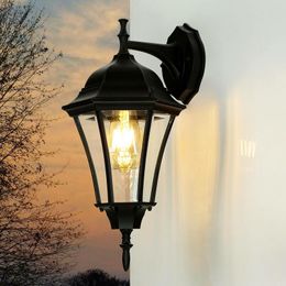 Licht-Erlebnisse Schwarze Außenlampe Laterne IP44 Wandleuchte Haus Garten Balkon - Schwarz