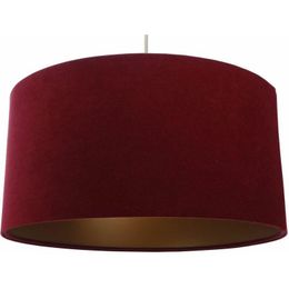 Licht-Erlebnisse Hängelampe Stoff Schirm 40 cm rund Bordeaux Rot Gold Retro Schlafzimmer Wohnzimmer - Weiß, Bordeaux Rot, Gold